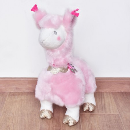 Histoire d'ours - Peluche Lama Rose - 50 cm